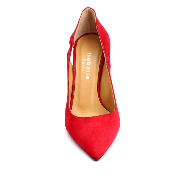 Isabelle | Shoes | Isabelle 5b Italian Red Suede Stiletto Heels Pointy ...